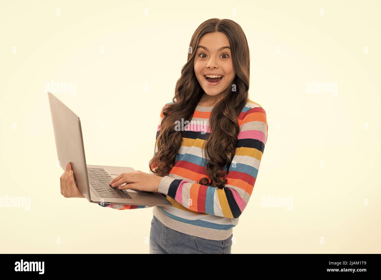 surprised kid study online education typing school blog or check email ... surprised kid study online education typing school blog or check email ...