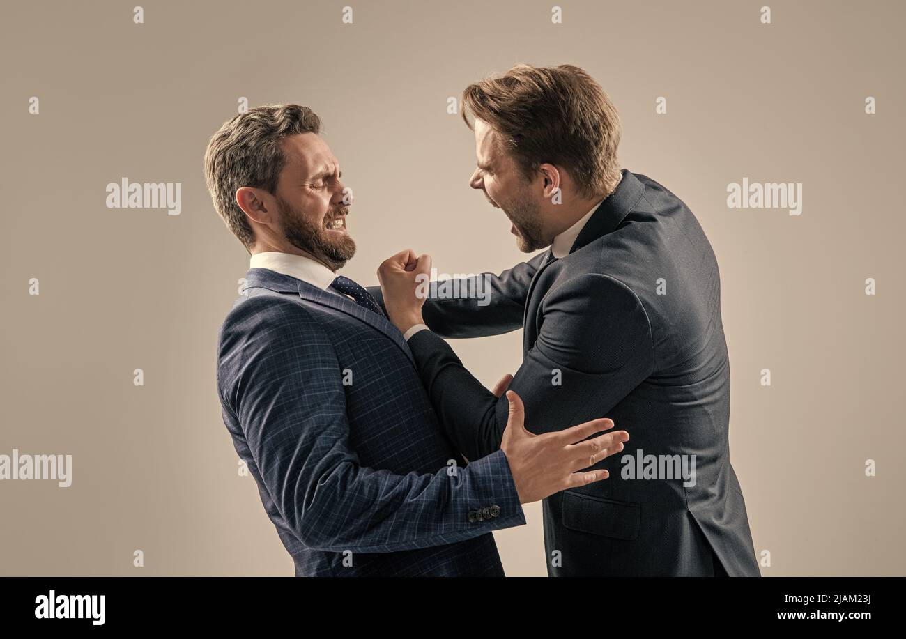 disagreed men business partners while conflict, furious businessmen ...