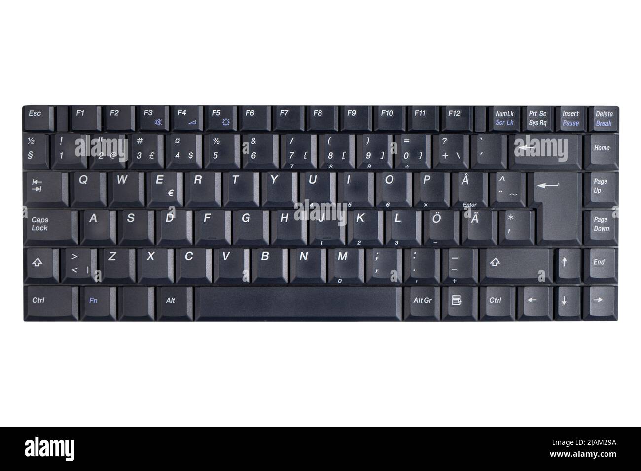 Closeup of a modern computer keyboard isolated on white background ...