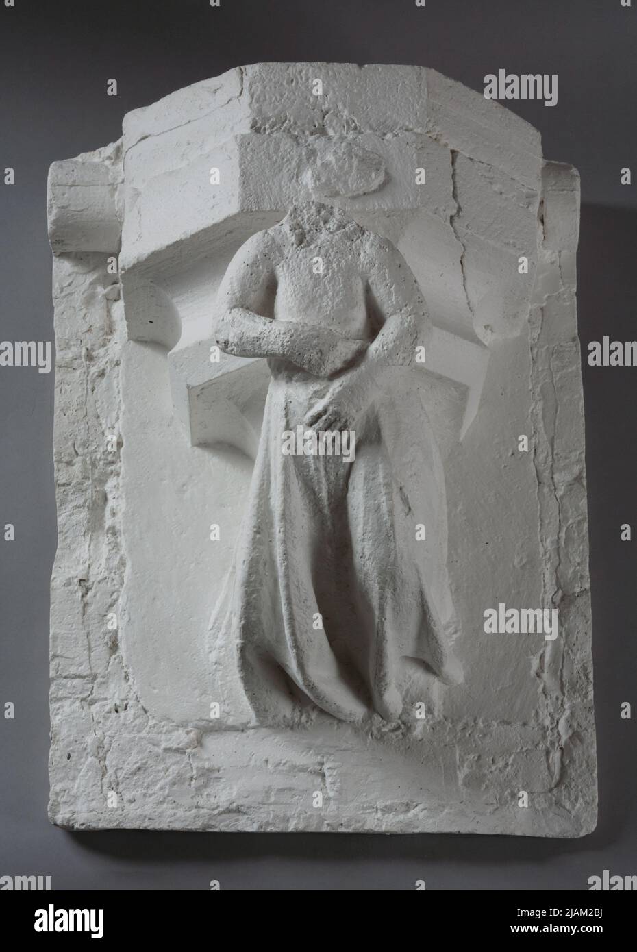 Figure (headless) in trailing robes a bracket of the cornice crowning ...