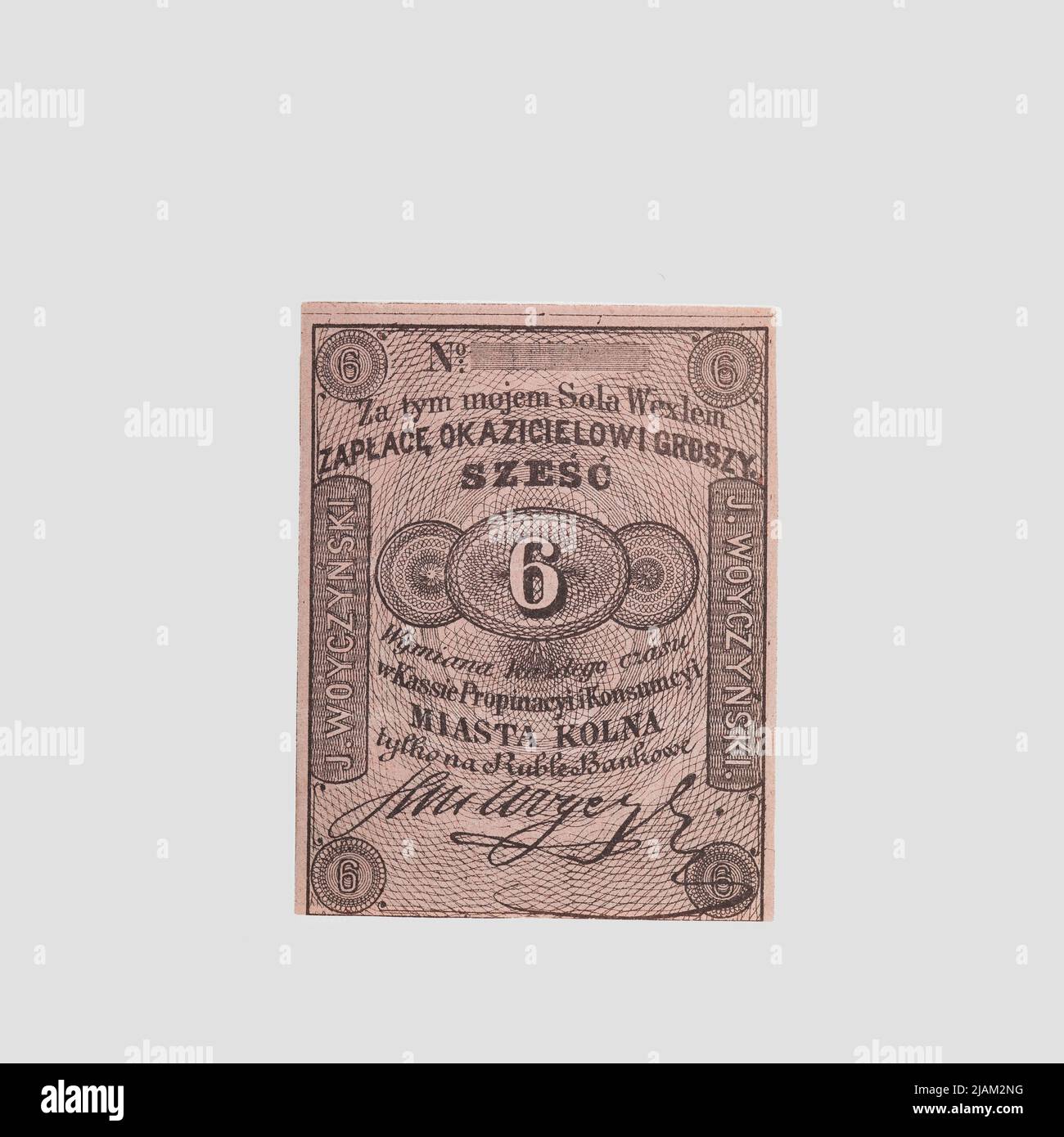 Voucher for 6 groszy, propination and consumption cash register, Kolno ...