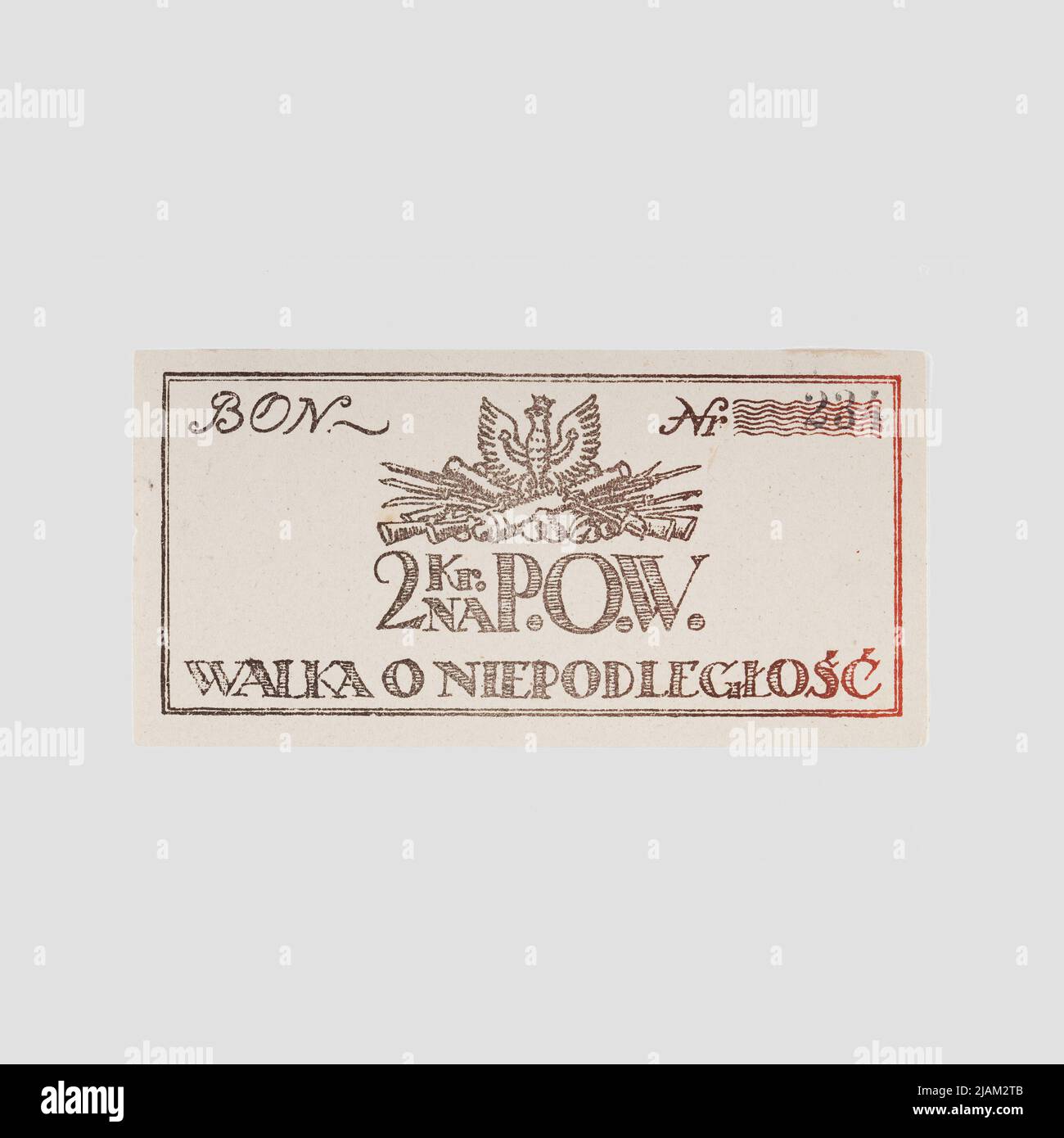 Bon (brick) for 2 Crowns, Polish Legions, Polish Military Organization ...