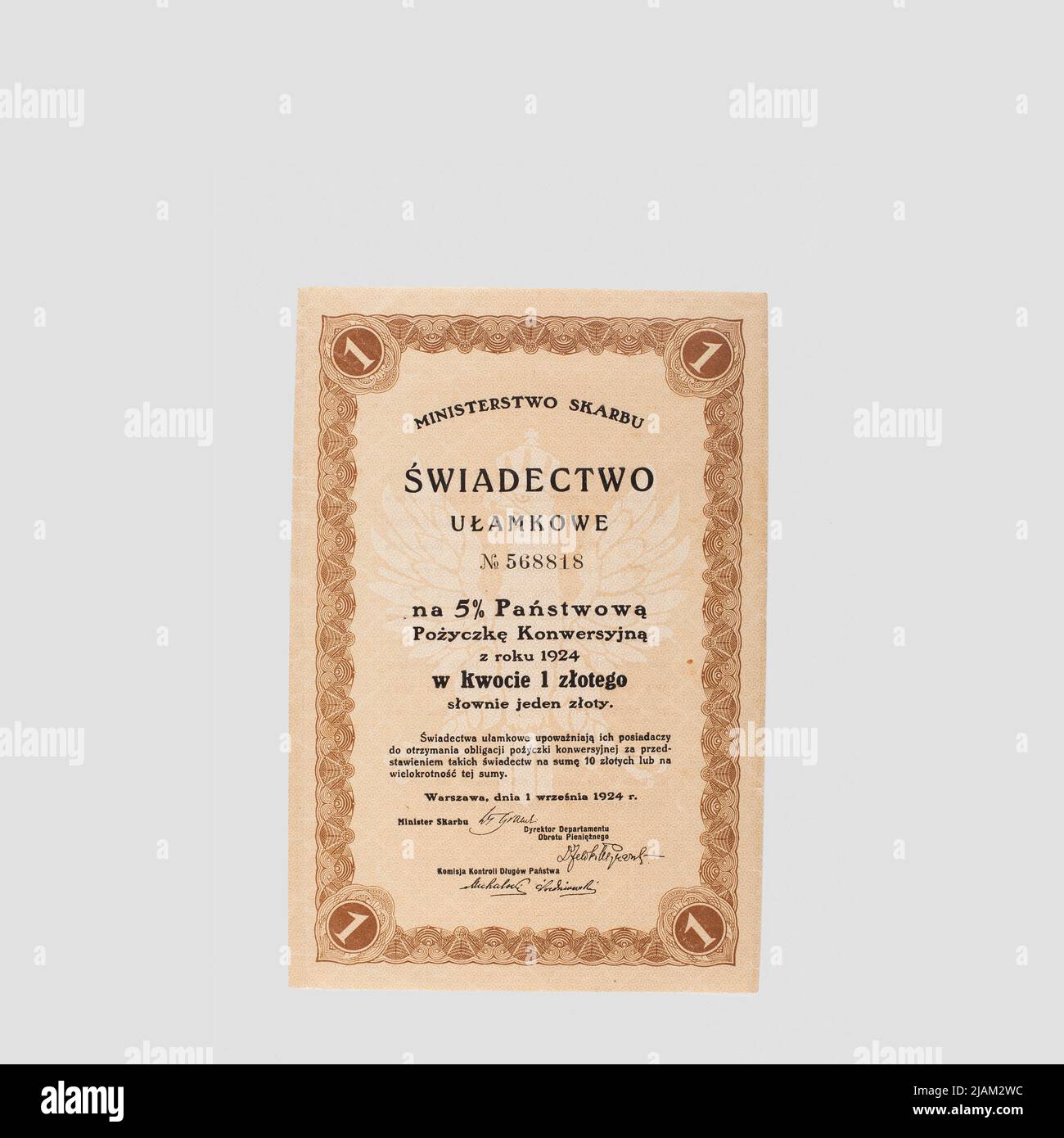 Treasury certificate hi-res stock photography and images - Alamy