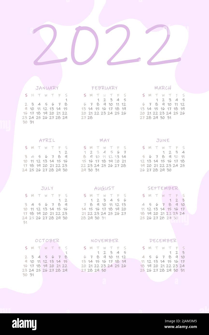 2022 calendar with delicate minimalist design pastel color palette ...