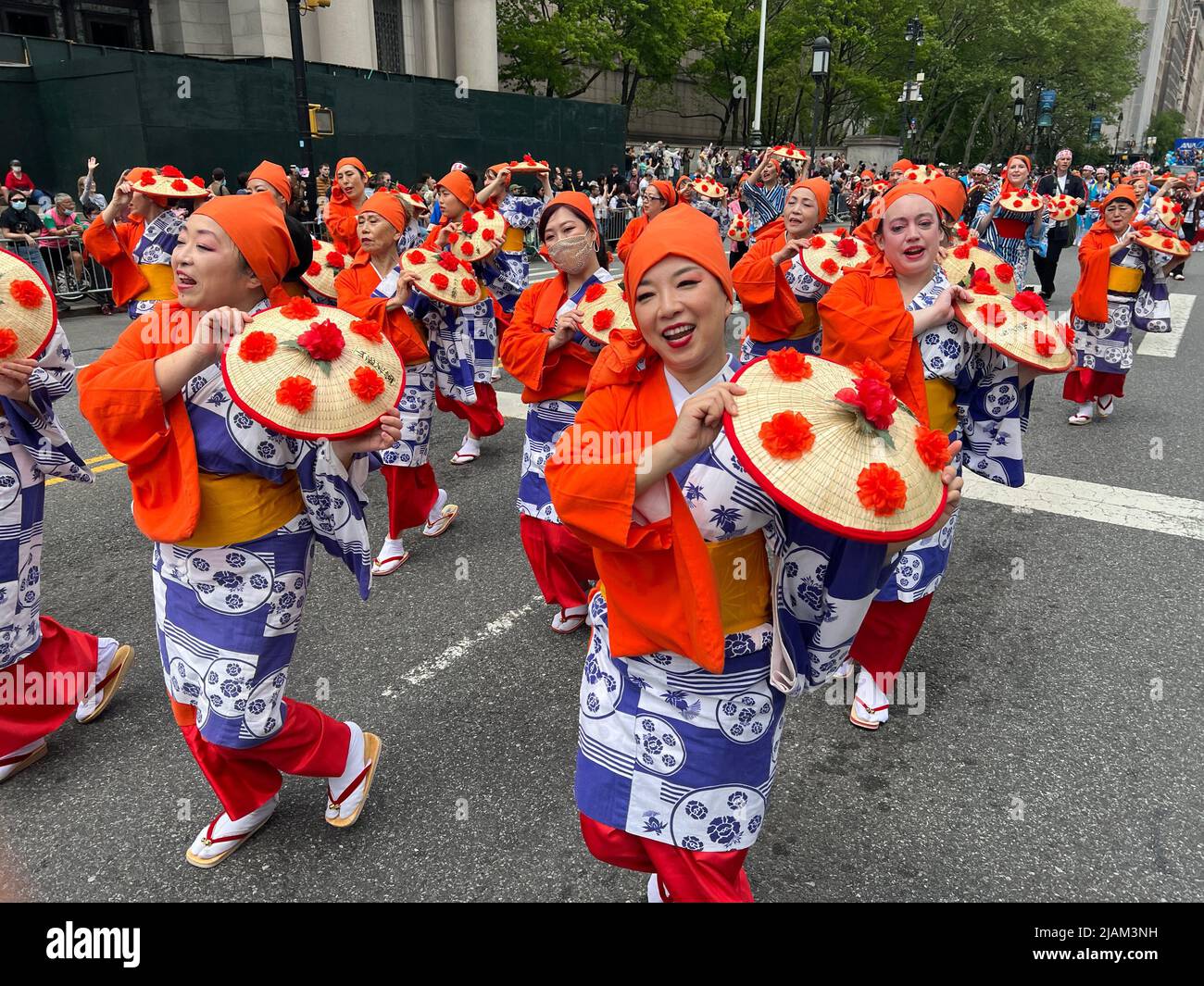 Japanese Folk Dance group perform down Central Park West at the first ...