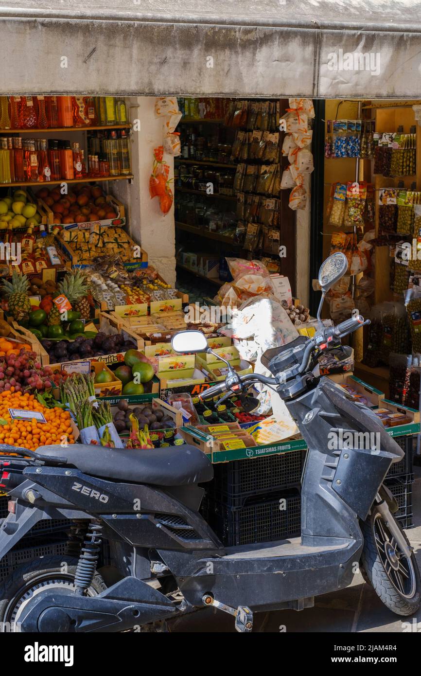 Grocery shop in Corfu Town, Corfu or Kerkyra, Greece Stock Photo - Alamy