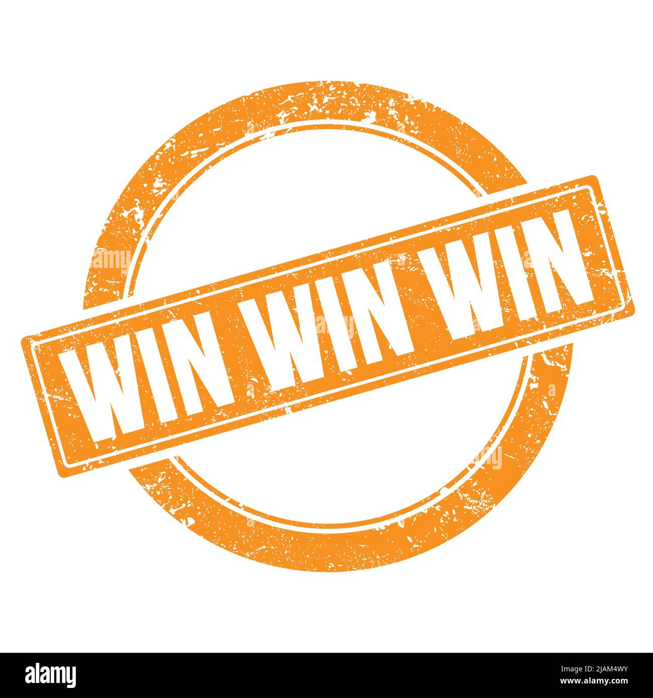 WIN WIN WIN text on orange grungy round vintage stamp Stock Photo - Alamy