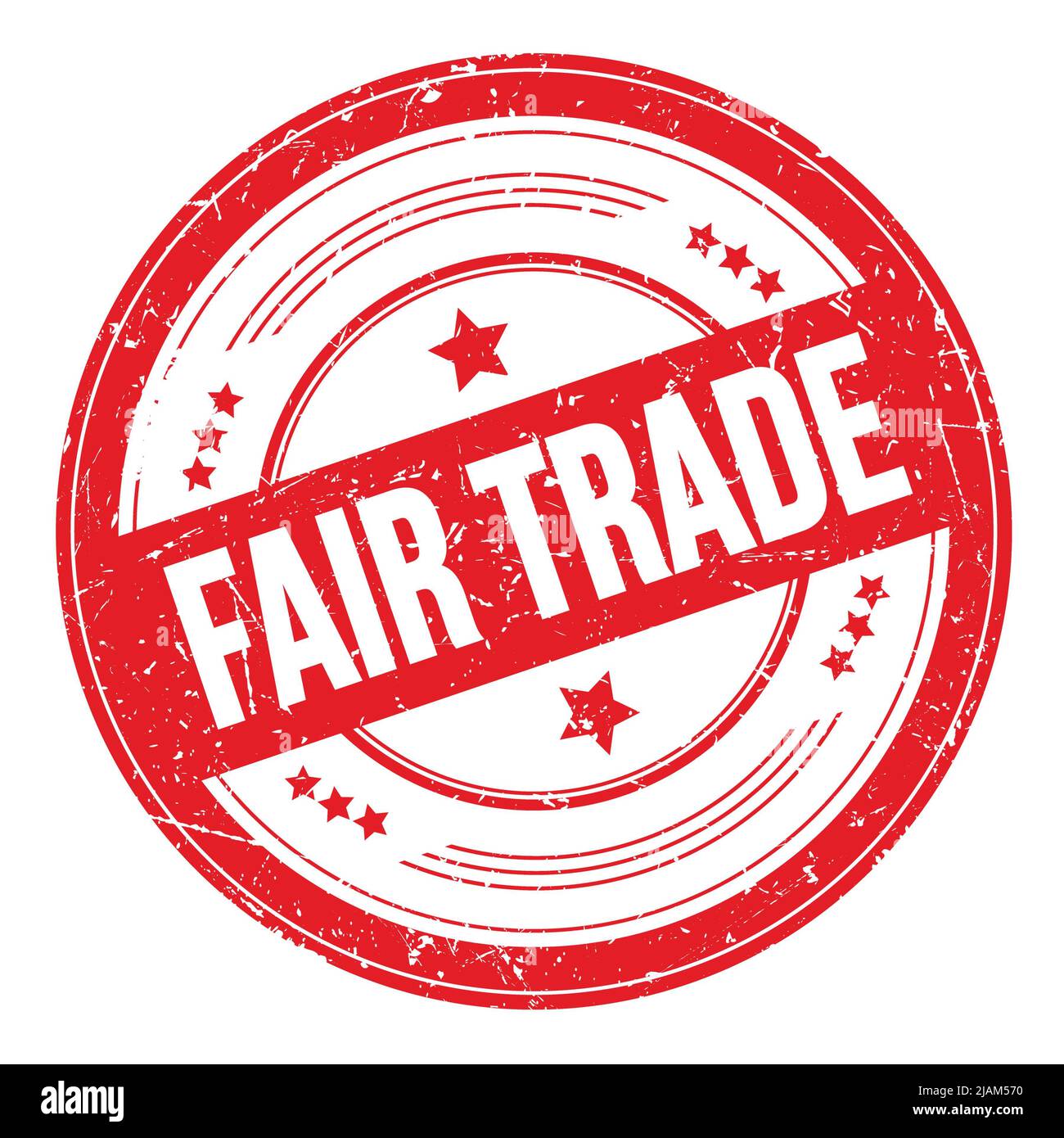 FAIR TRADE text on red round grungy texture stamp Stock Photo - Alamy