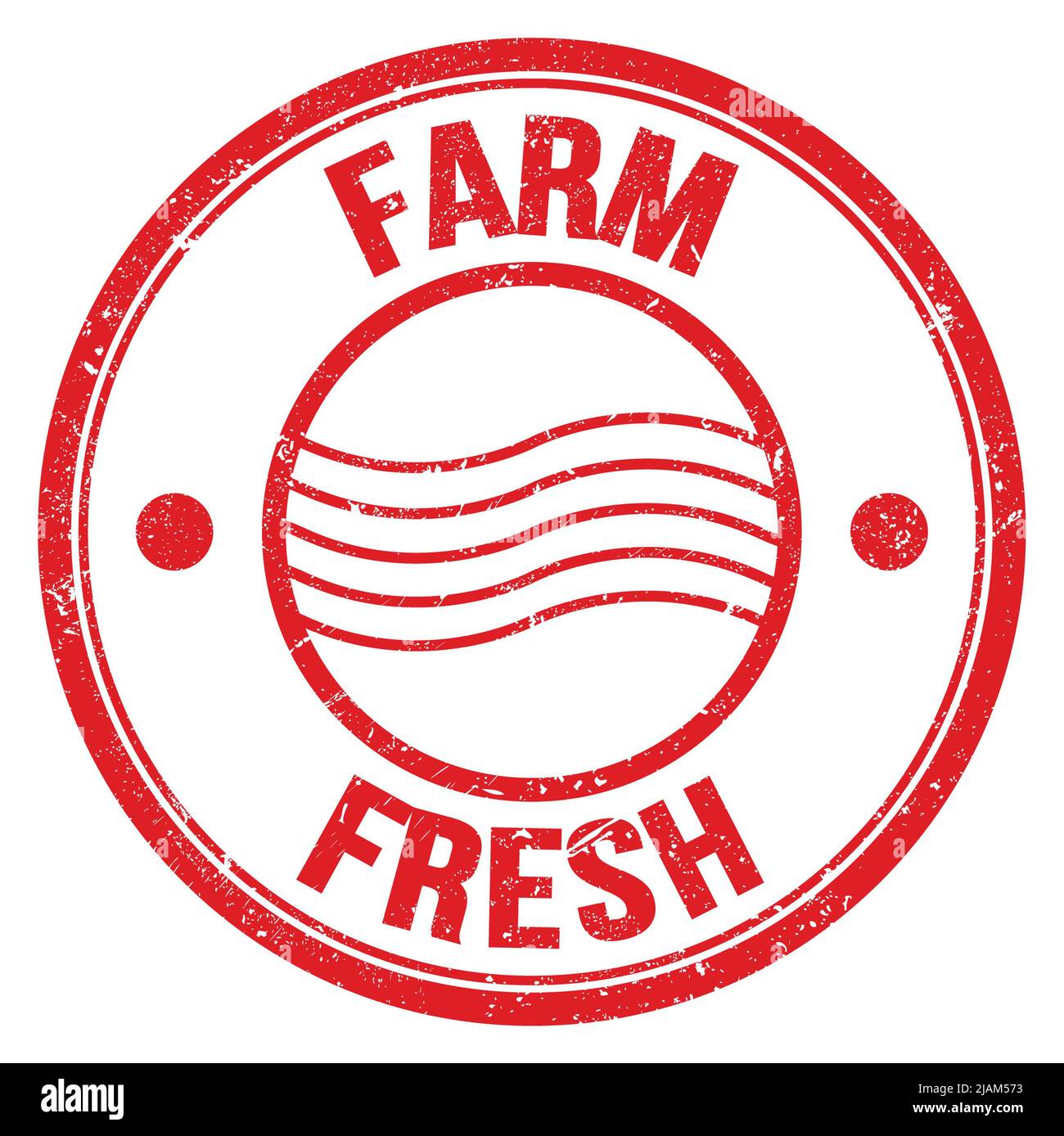 FARM FRESH text written on red round postal stamp sign Stock Photo - Alamy