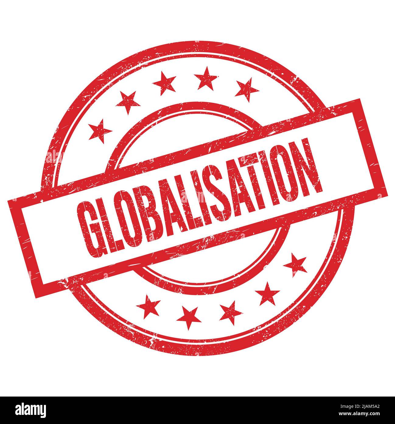 GLOBALISATION text written on red round vintage rubber stamp Stock ...