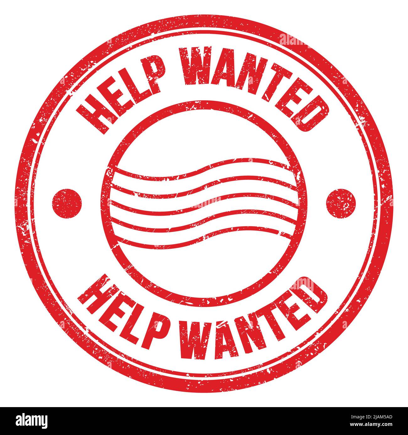 HELP WANTED word written on red round postal stamp sign Stock Photo - Alamy