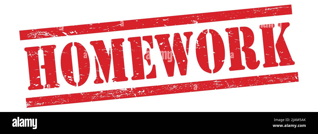 HOMEWORK text on red grungy vintage rubber stamp Stock Photo - Alamy