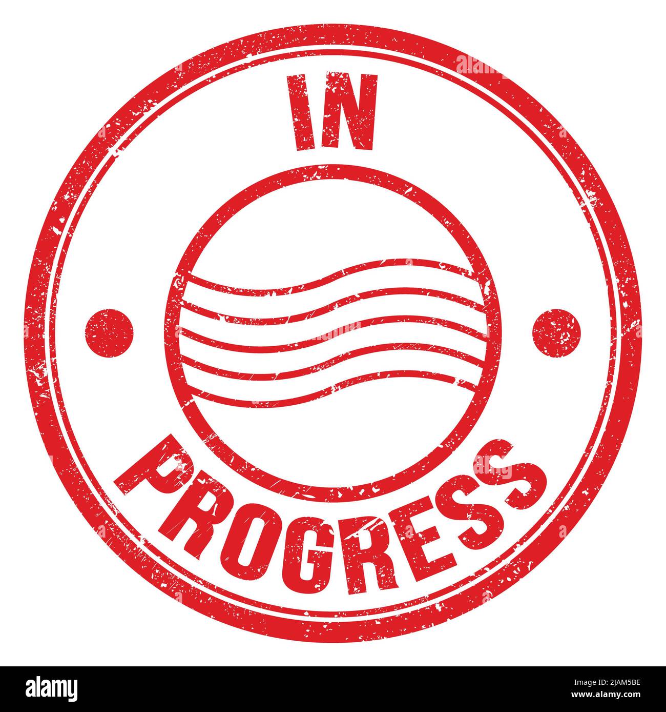 IN PROGRESS text written on red round postal stamp sign Stock Photo - Alamy