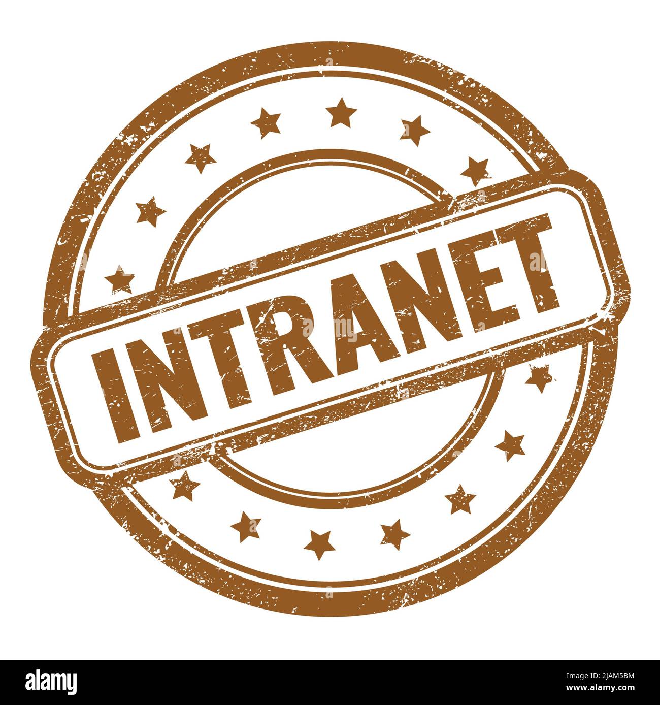 INTRANET text on brown grungy vintage round rubber stamp Stock Photo ...