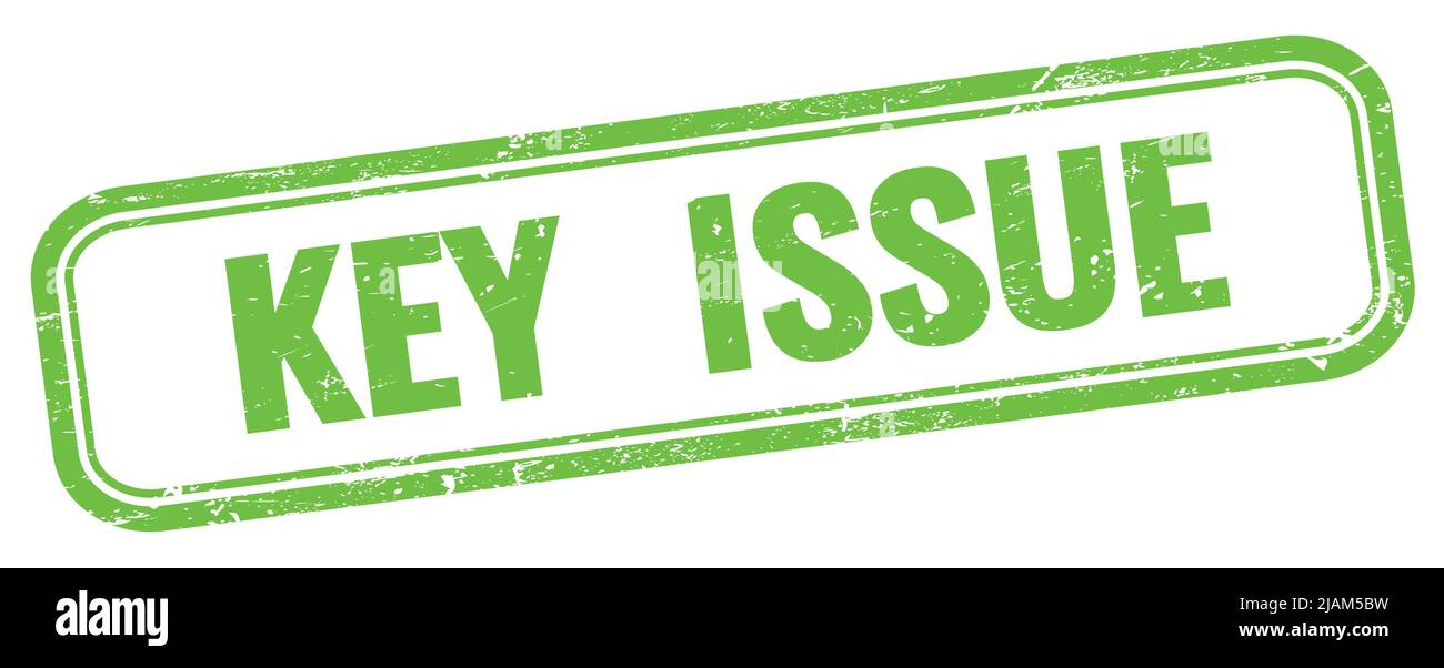 KEY ISSUE text on green grungy vintage rectangle stamp Stock Photo - Alamy