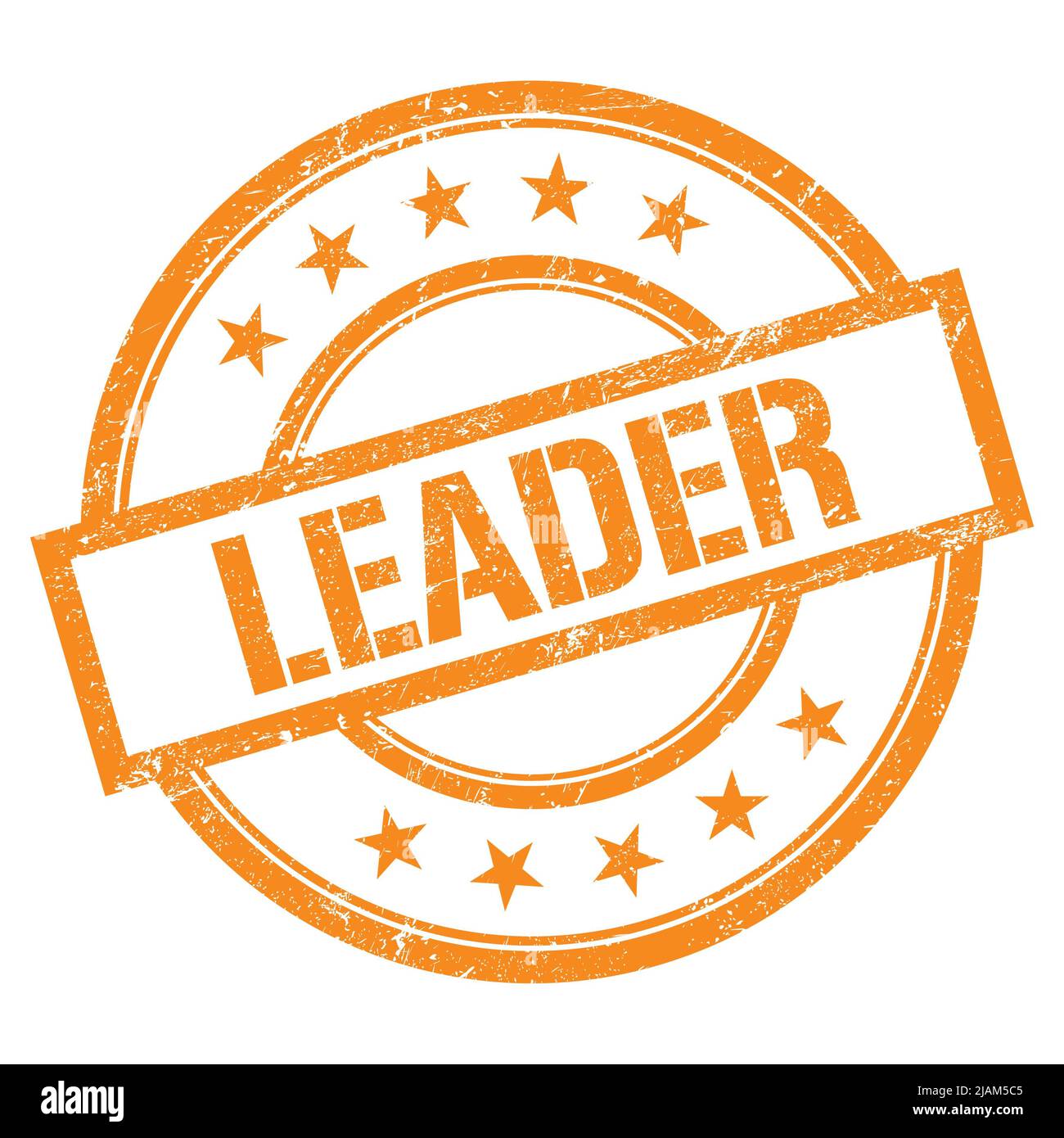 LEADER text written on orange round vintage rubber stamp Stock Photo ...