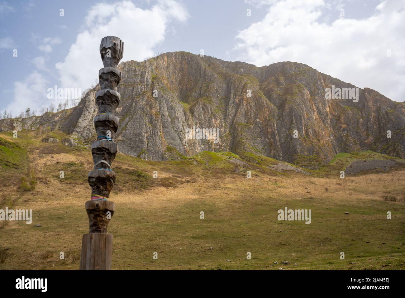 View of mountain named Shaman stone, Altai Republic, South Siberia ...