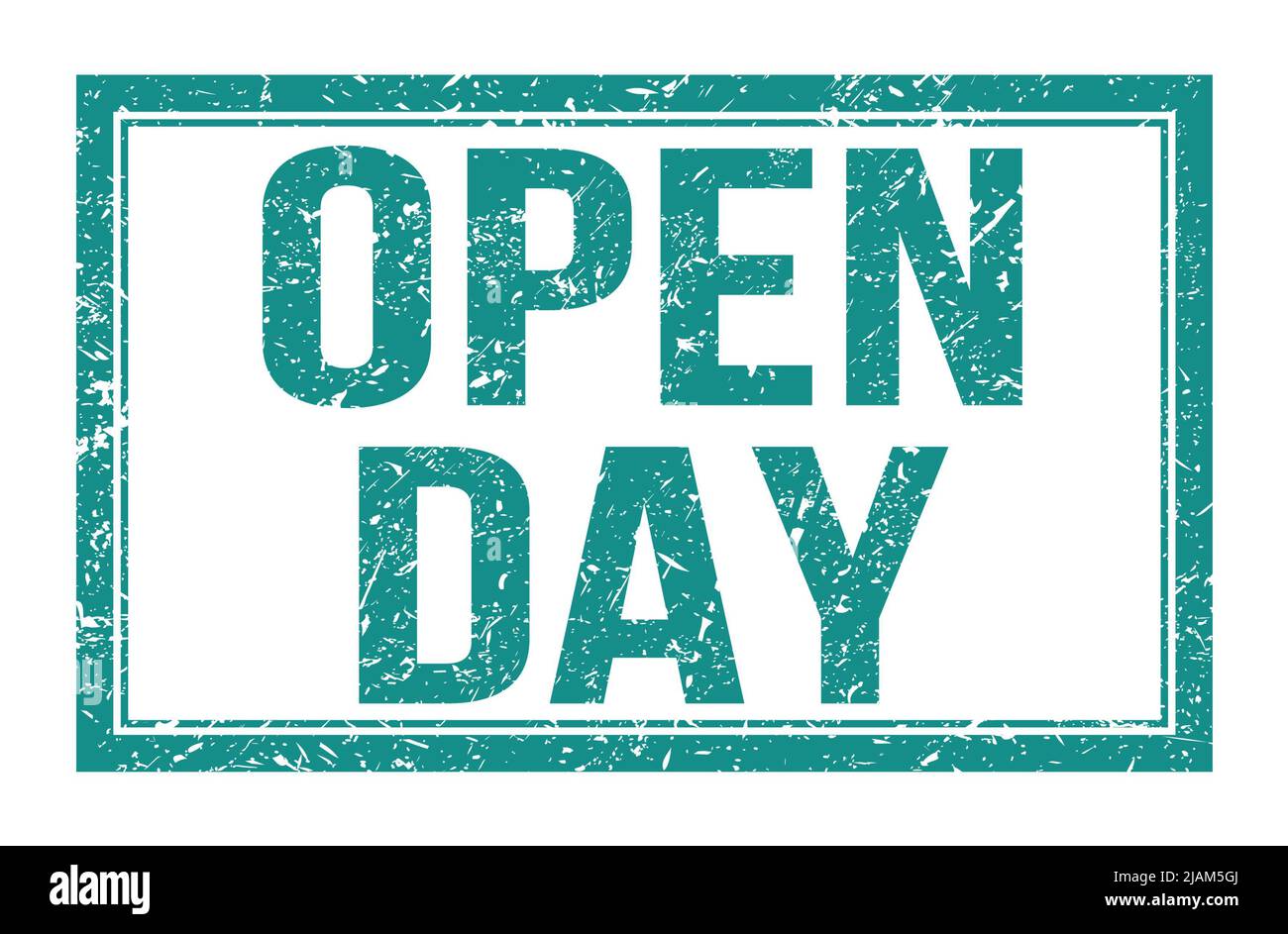 OPEN DAY, words written on blue rectangle stamp sign Stock Photo - Alamy