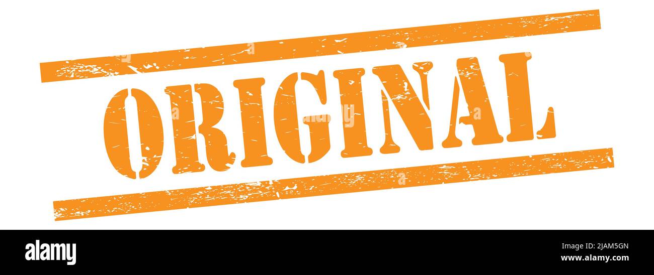ORIGINAL text on orange grungy vintage rubber stamp Stock Photo - Alamy
