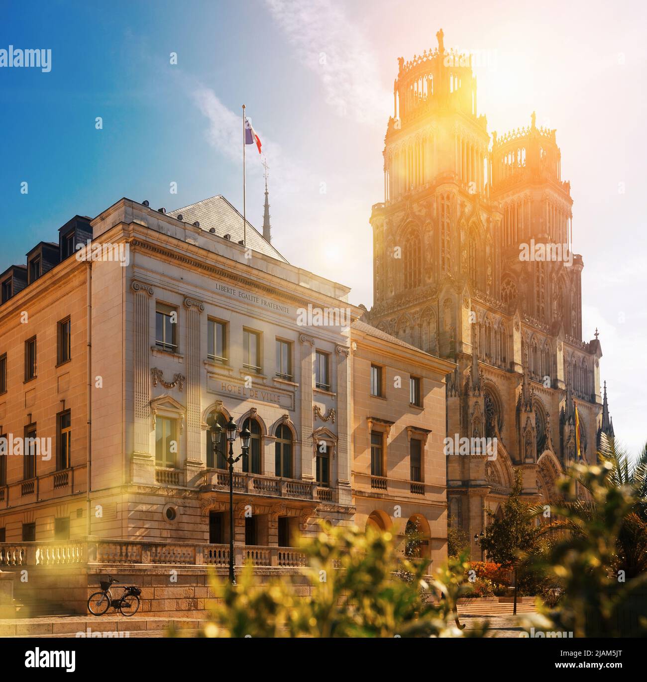 Orleans City Hall and Cathedral Stock Photo - Alamy