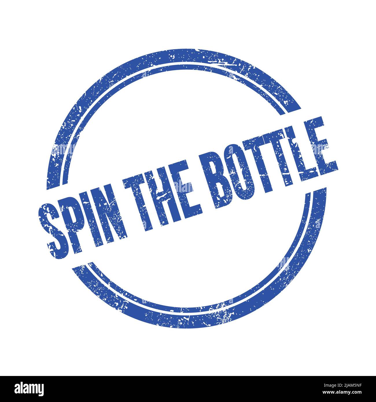 SPIN THE BOTTLE text written on blue grungy vintage round stamp Stock ...