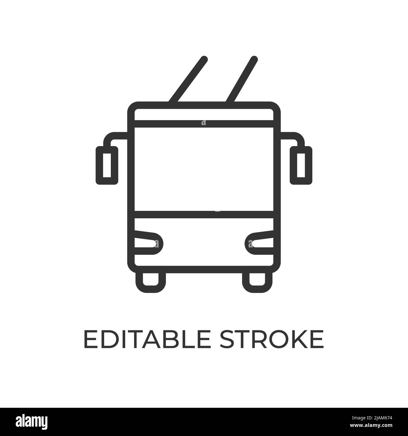 Trolleybus front view line icon. Ground electric transport. Used for ... Trolleybus front view line icon. Ground electric transport. Used for ...