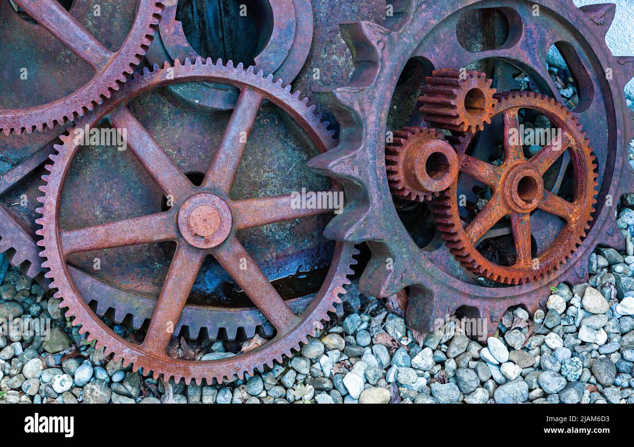 Discarded Antique rusty gears of the mechanism from the past Stock ...
