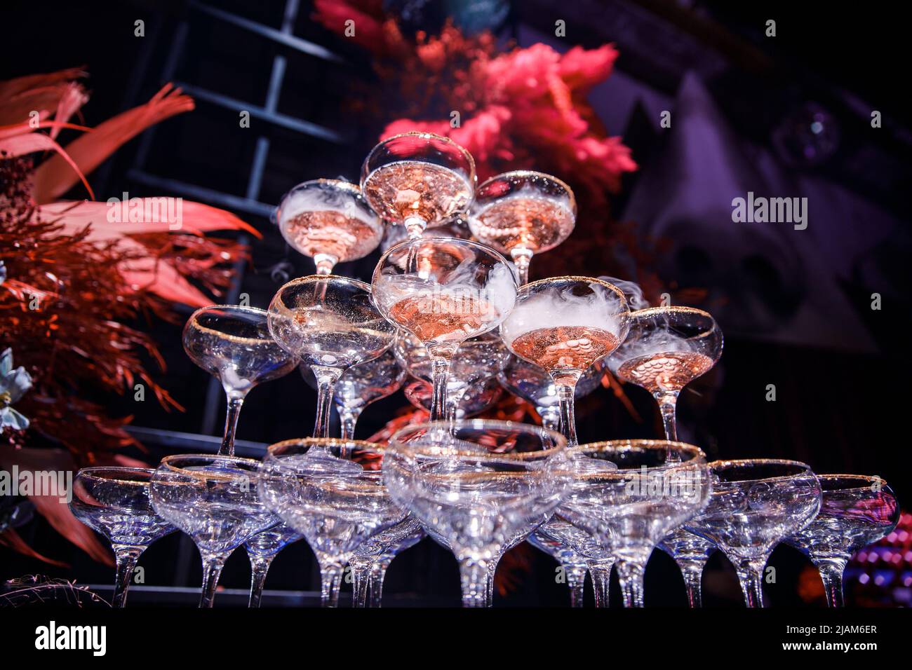 Martini glass pyramid wedding reception hi-res stock photography and ...