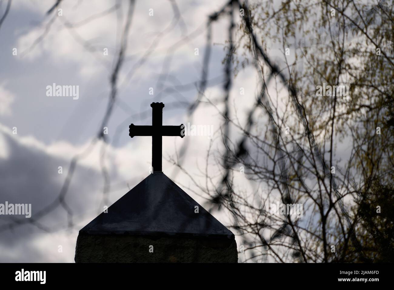 Old historical bell tower in Hercogu kapi cemetery in Latvia Stock ...