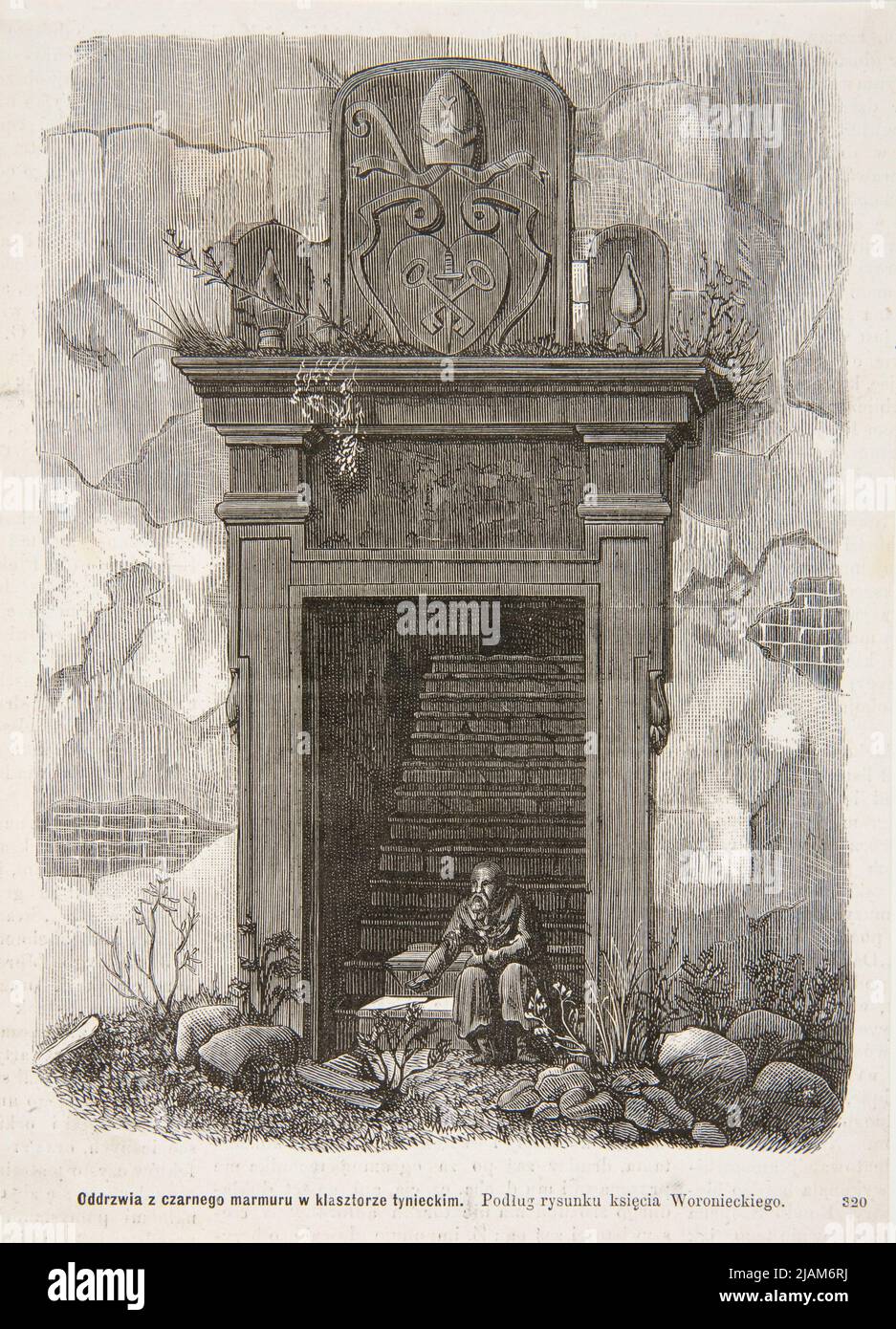 Black marble door in the Tyniec monastery. Sharpening from: Illustr ...