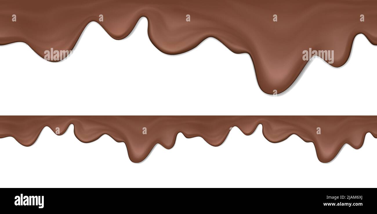 Seamless vector realistic horizontal border melted untempered milk or ...