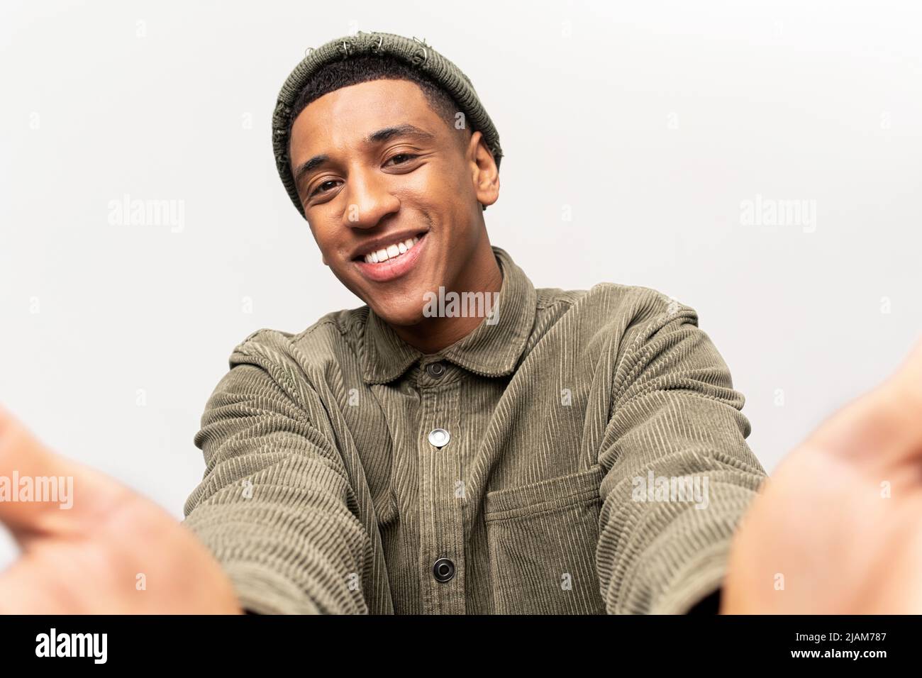 Cheerful businessman making video call hi-res stock photography and ...