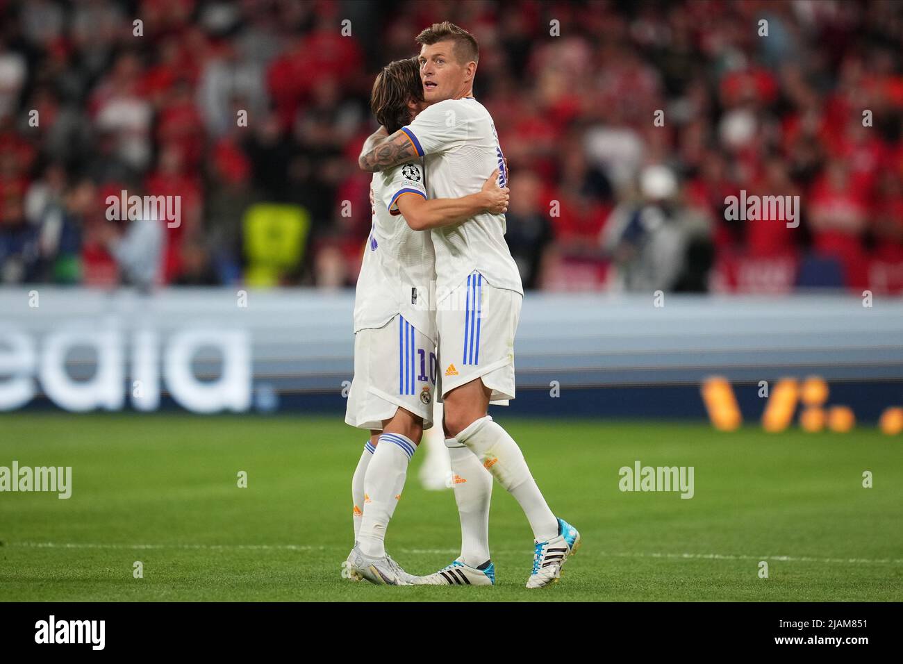 Paris, France. 28th May, 2022. Luka Modric and Toni Kroos of Real ...
