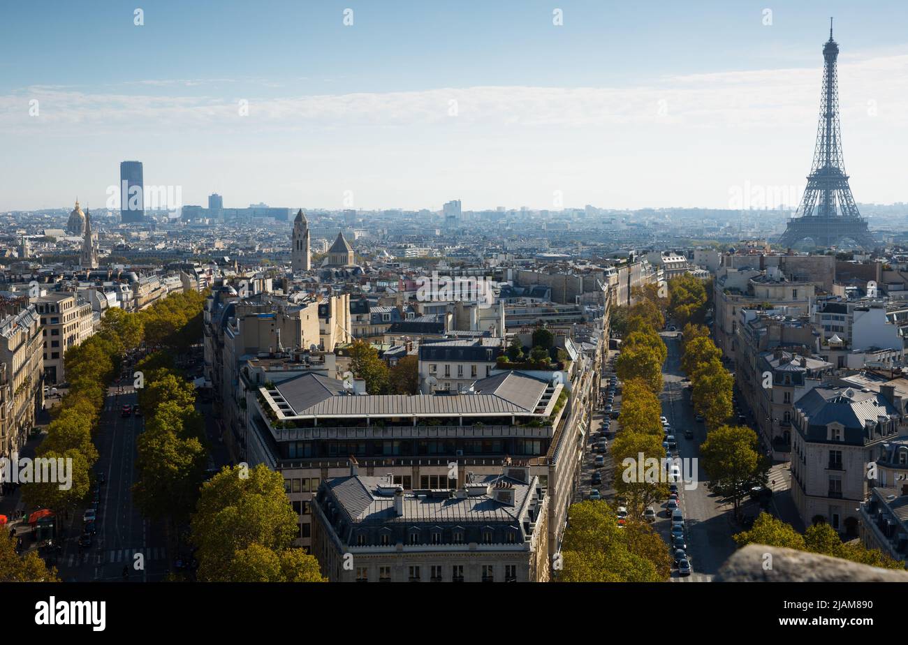 Aerial view of Paris with Eiffel Tower Stock Photo - Alamy