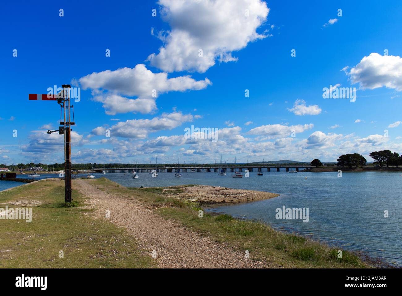 Langstone Harbour and the old Railway signal from the old Billy Line ...