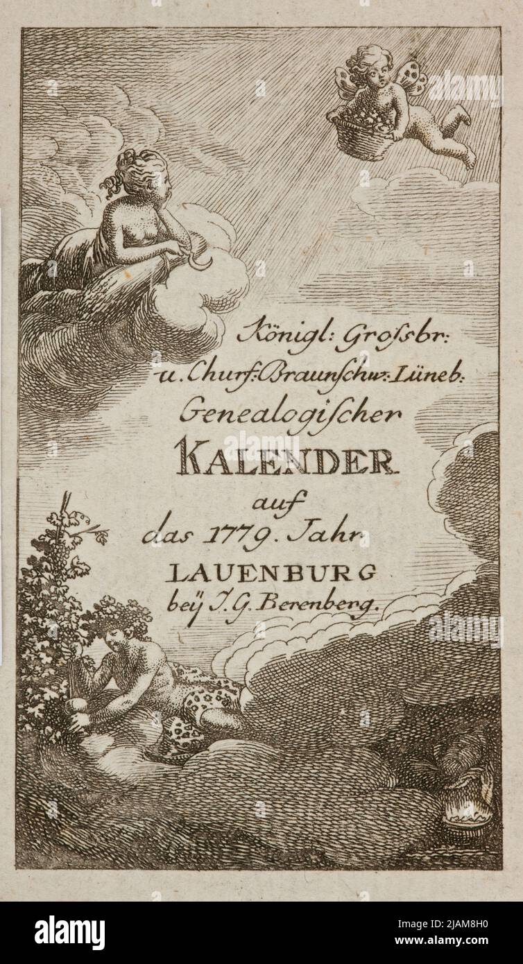 The title engraving to the Lauenburg calendar for 1779 allegorical ...