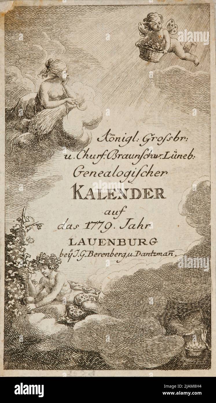 The title engraving to the Lauenburg calendar for 1779 allegorical ...