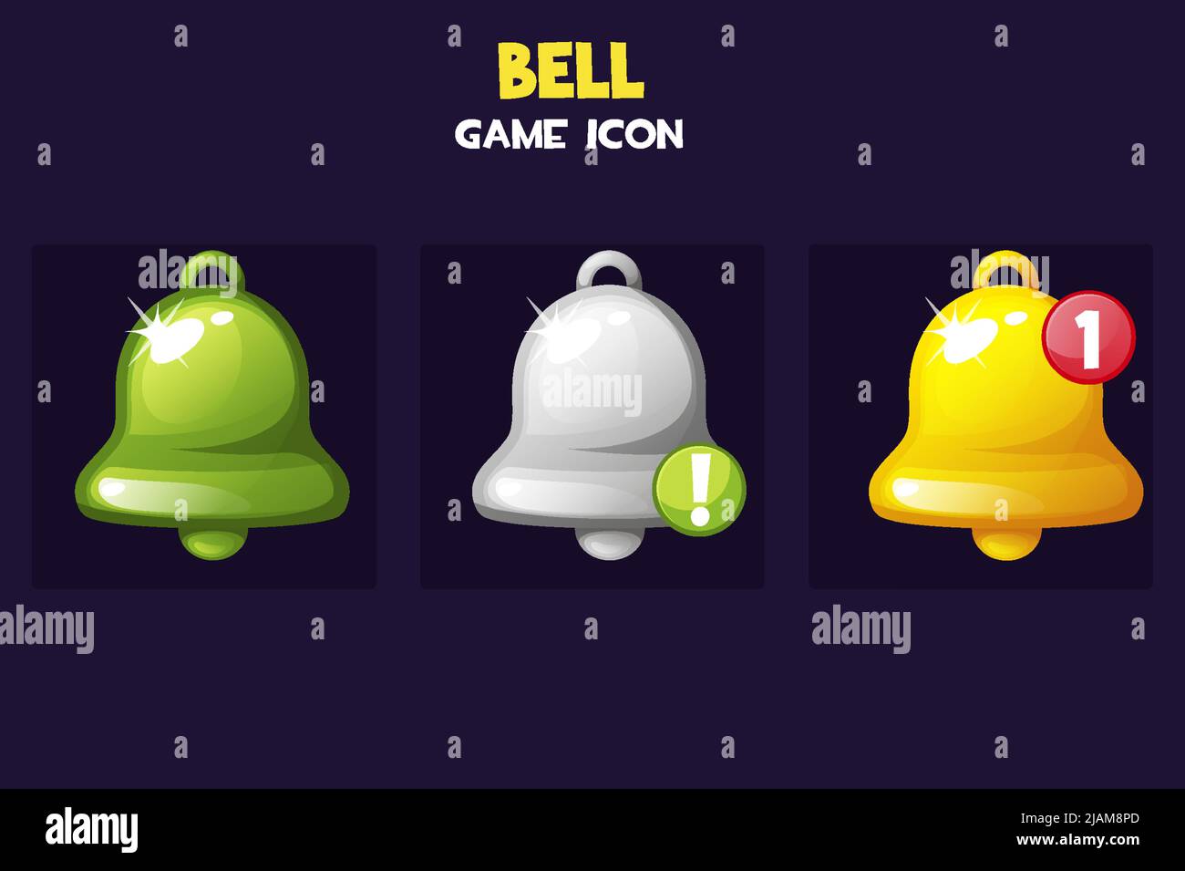 Notification icons for game. Vector illustration message icons for app ...