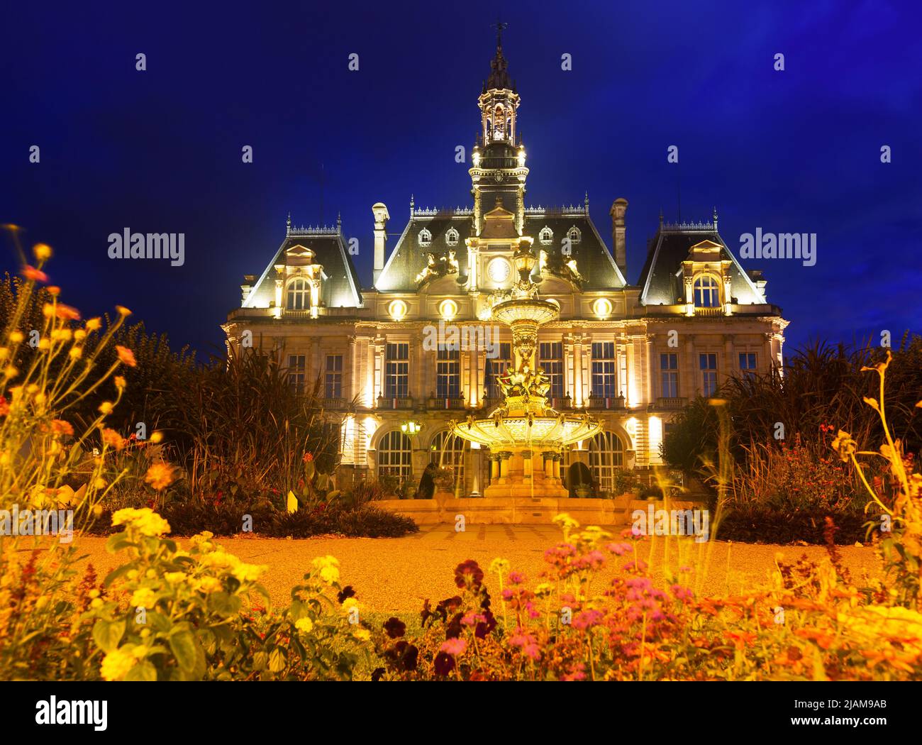 Night view of Limoges Town Hall Stock Photo - Alamy