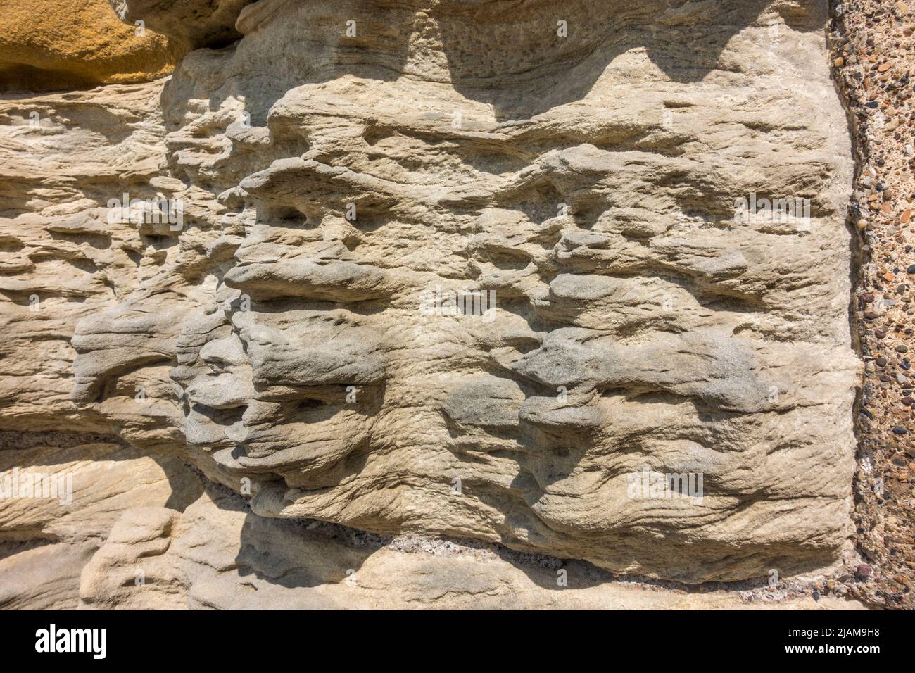 Detail showing erosion of the stonework in the ruins of Whitby Abbey ...