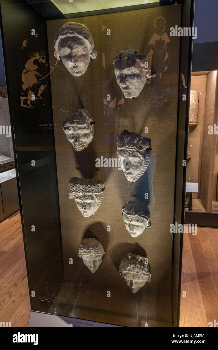 Plaster casts of heads that once decorated Whitby Abbey on display in ...