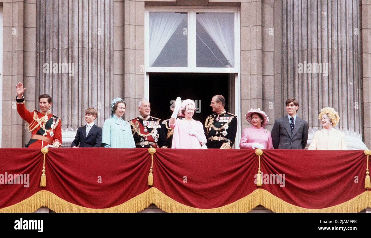 File photo dated 07/06/77 of (left to right) Prince Charles, Prince ...