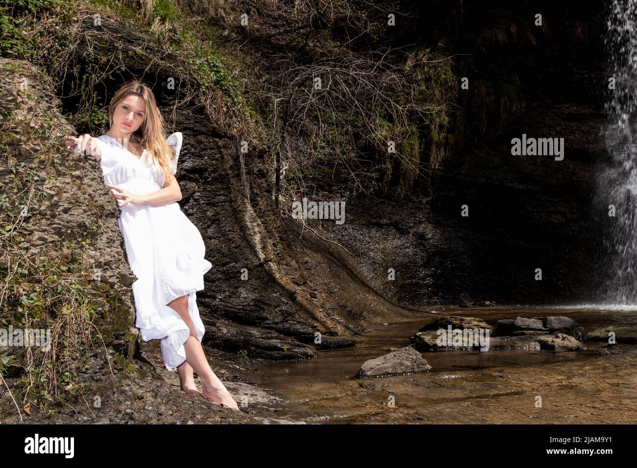 Attractive emotional woman in white hi-res stock photography and images ...