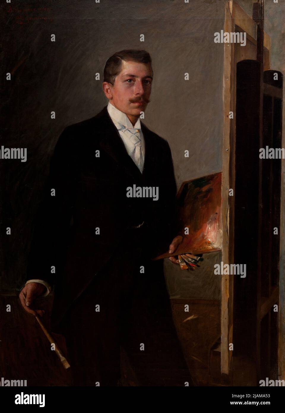Self Portrait with a Palette Janowski, Stanis AW (1866 1942 Stock Photo ...