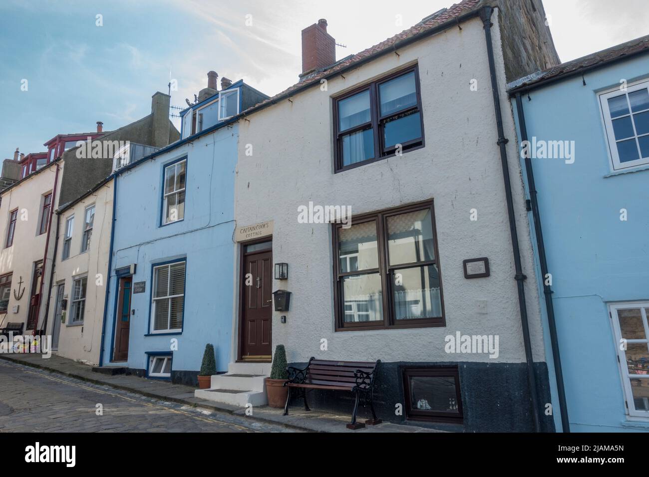 Captain Cook's Cottage on Staithes Lane in Staithes, a seaside village ...