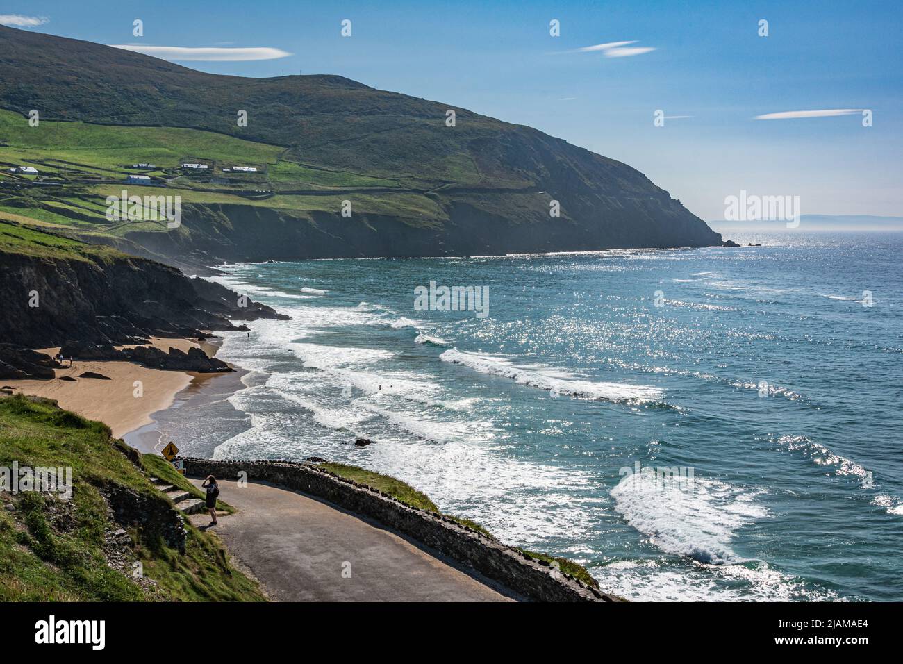 View of the sand beach of Coumeenoole in the Dingle Peninsula, Dingle ...