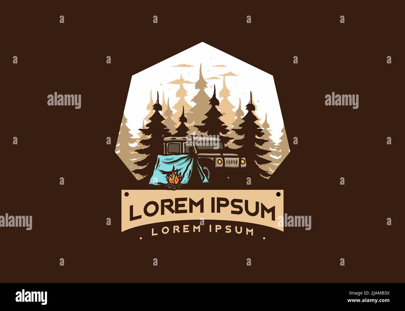 Car in forest road Stock Vector Images - Alamy