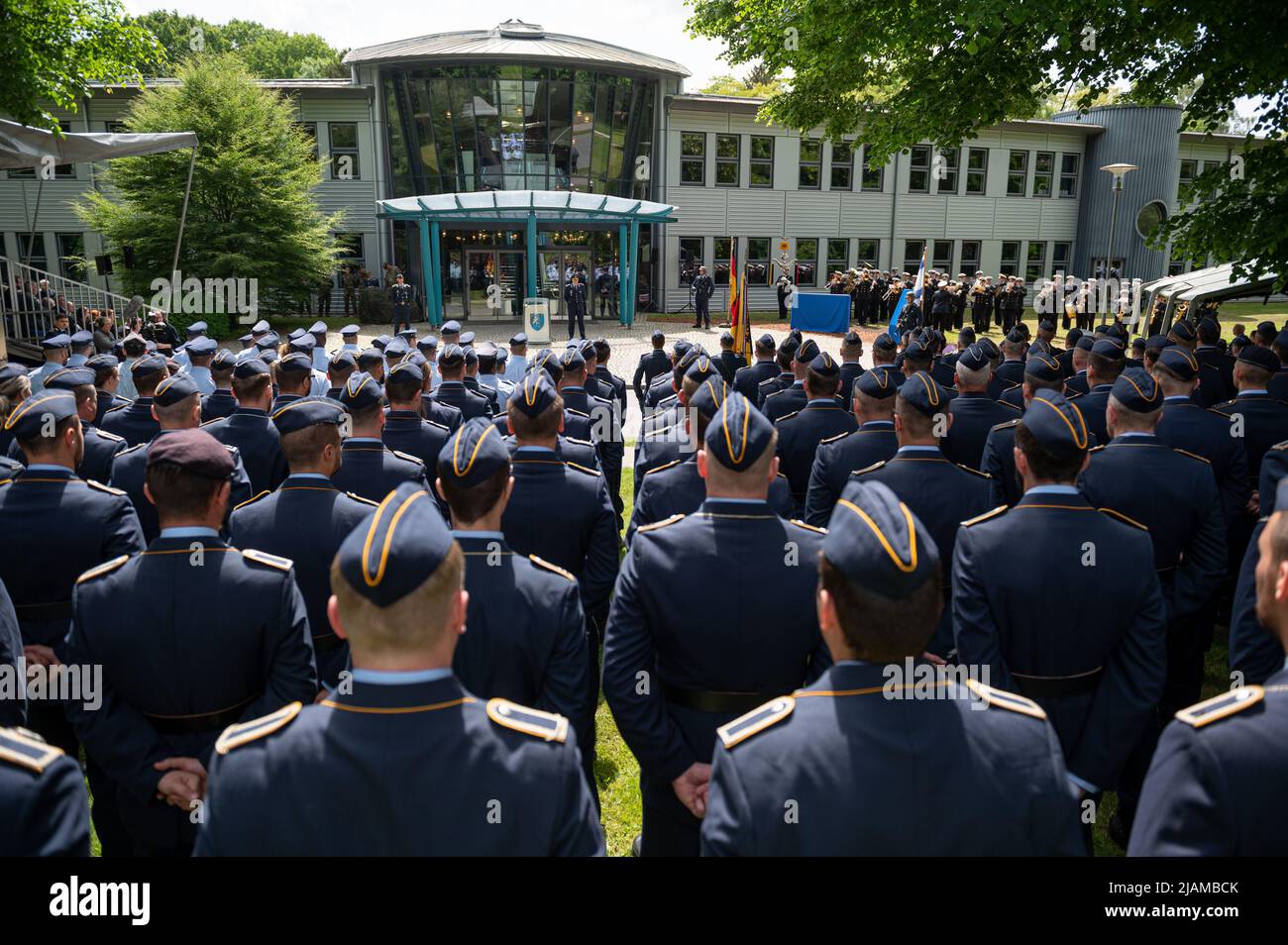 Appen, Germany. 31st May, 2022. Soldiers stand in formation during the ...