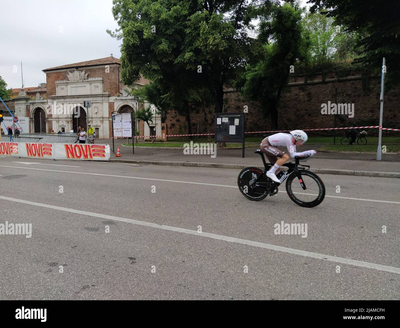 Cyclists during individual time trial at the Giro d`Italia 2022 in ...