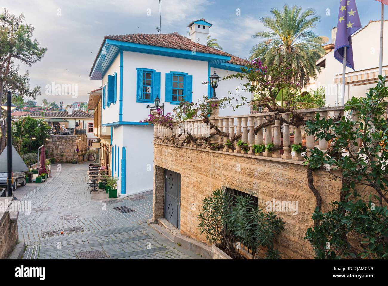 Ottoman houses on the main pedestrian street in Antalya Old Town ...